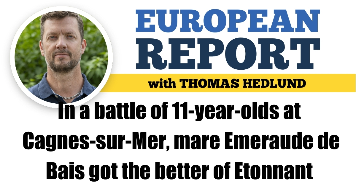 In a battle of 11-year-olds at Cagnes-sur-Mer, mare Emeraude de Bais ...